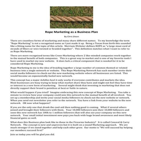 Rope marketing as a business plan | PDF