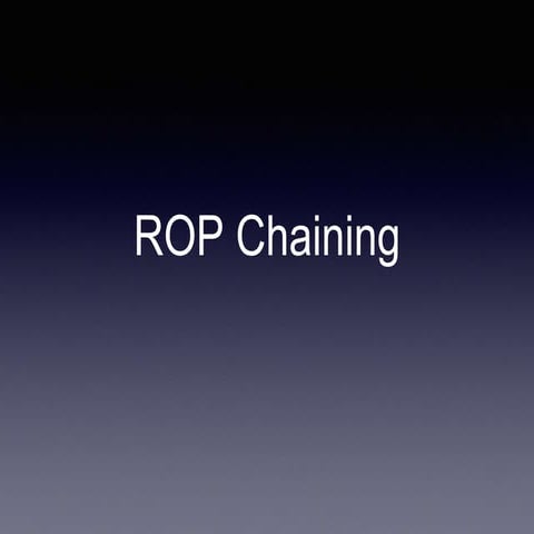 Return Oriented Programming Rop Chaining Ppt 