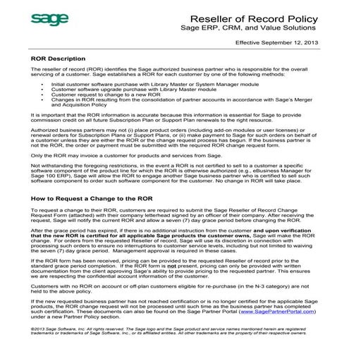 Sage 100 Reseller of Record | DOC