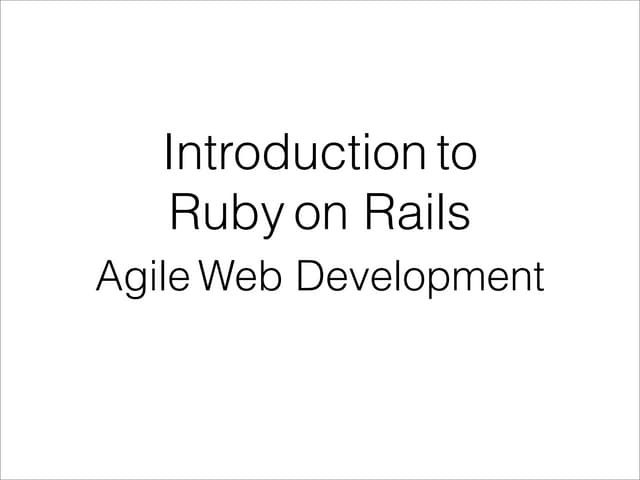 Introduction To Ruby On Rails Ppt