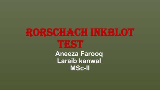 Rorschach ink blot test | PPT