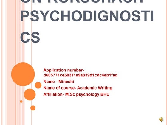 Rorschach Inkblot Test | PPT