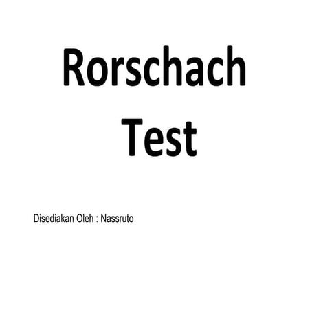 Rorschach test | PPT
