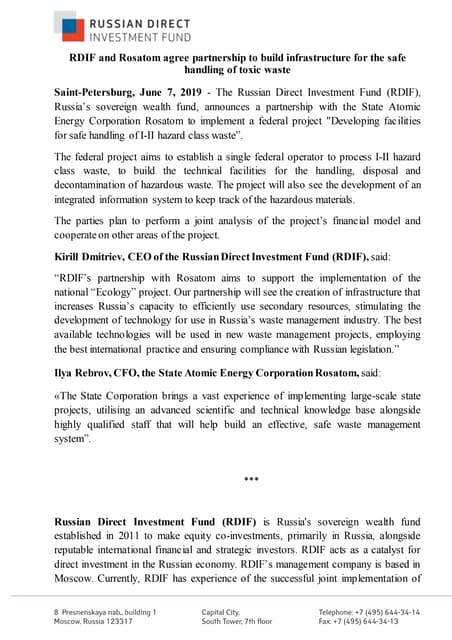 RDIF and partners expand the PLT logistics platform | PDF