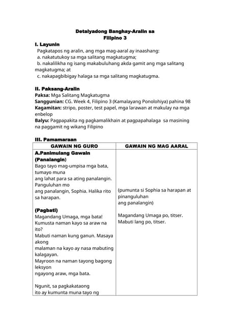 Detalyadong Banghay aralin sa Filipino 10 | PDF