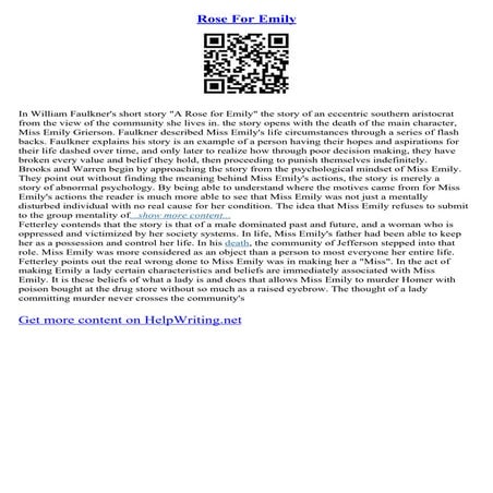 Imagery In A Rose For Emily | PDF