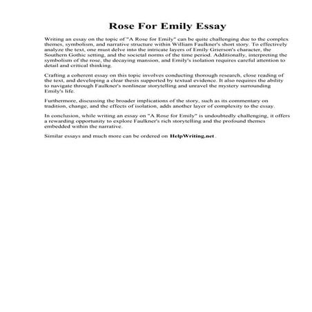 Rose For Emily Essay | PDF