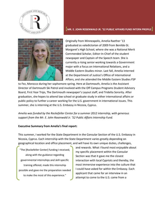 Named Internship Profile Summary - Anna Villarruel (Class of 1954) | PDF | Food Industry ...