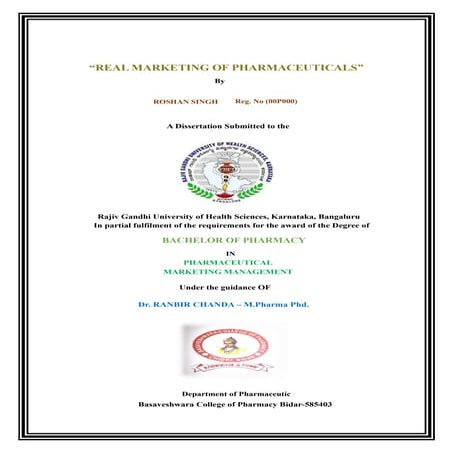 Real Marketing of Pharmaceuticals (PDF) by Roshan Singh. | PDF