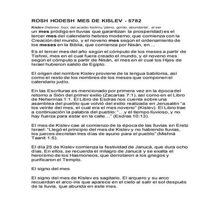 Rosh hodesh mes de kislev 5782 | DOC