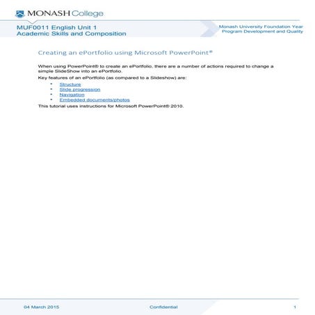 Creating an eportfolio using Microsoft Powerpoint - Rosie Mackay | PDF