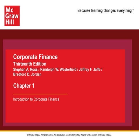 Ross_Corporate_13e_CH01-Introduction to Corporate Finance | PPTX