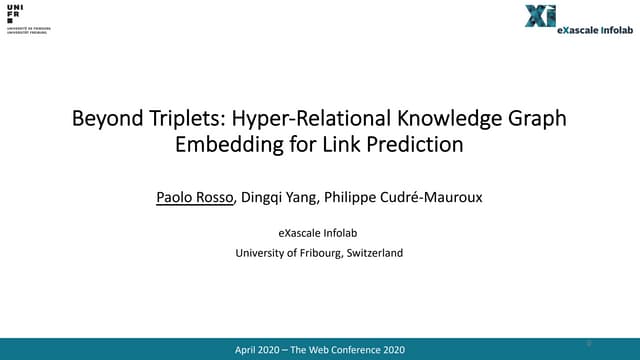 Beyond Triplets Hyper Relational Knowledge Graph Embedding For Link Prediction Ppt