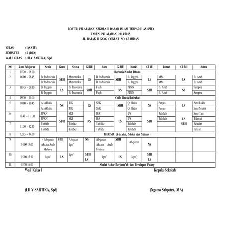Roster pelajaran baruuu | PPT