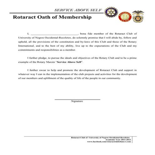 Rotaract oath of membership | DOC