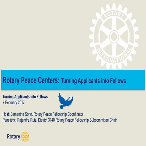 Rotary peace centers. turning applicants into fellows | PPT