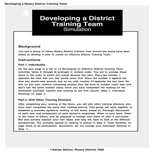 The Journey From District Trainer to Director of Training | PDF