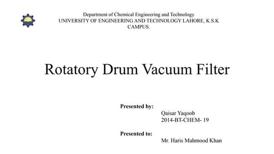 Front rotary drum filter | DOCX | Technology & Computing