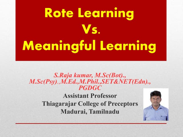 Rote vs. Meaningful learning | PPTX