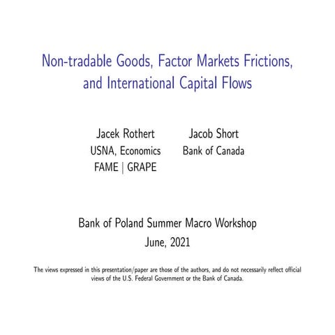 Non-tradable Goods, Factor Markets Frictions, and International Capital ...