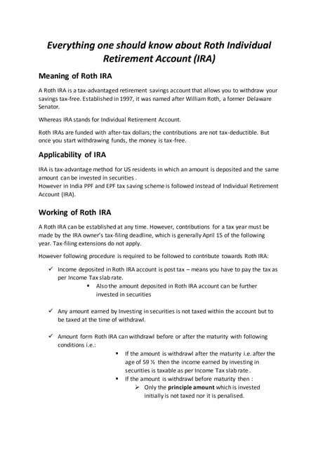 Essential Information On Individual Retirement Accounts (IRAs) | PDF ...