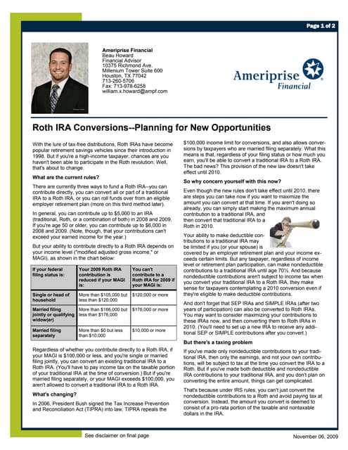 IRA Rollover Chart | PDF