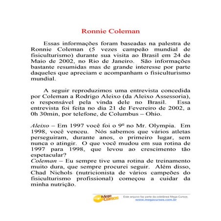 Rotina de r_coleman | PDF