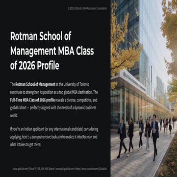 Rotman School of Management MBA Class of 2026 Profile | PDF