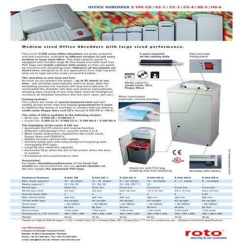 Roto 500 Bulk Paper Shredders | PDF