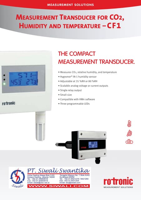 Rotronic Data Sheet AF1 - Flow Measurement Transmitter | PDF