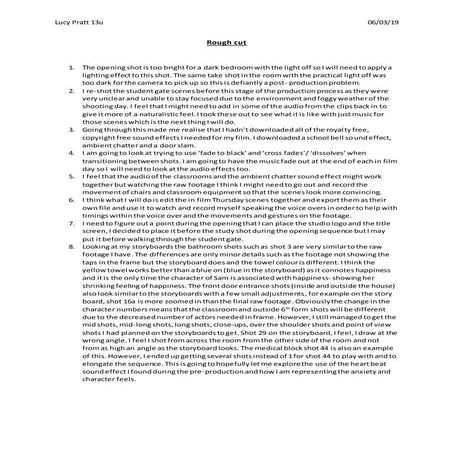 Rough cut notes | DOCX