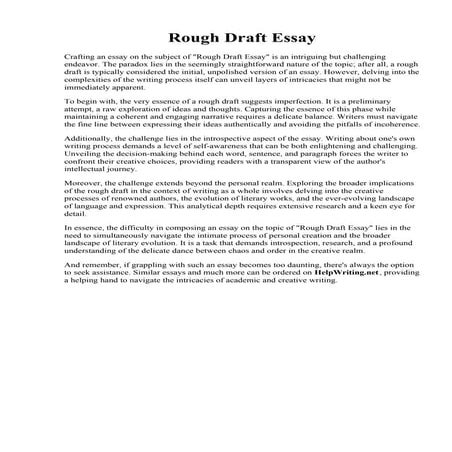 Rough Draft Essay. Rough Draft Examples - Writing a rough draft. Rough ...