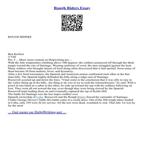 Rough Riders Essay | PDF | War and Conflicts