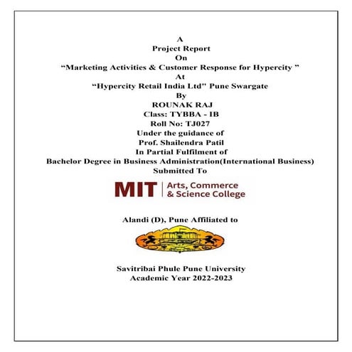 Internship project of TY BBA IB | PDF