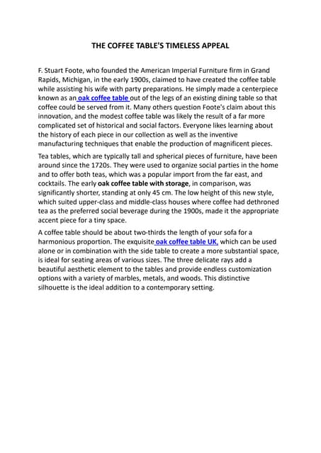 WHY WAS THE COFFEE TABLE INVENTED? | PDF