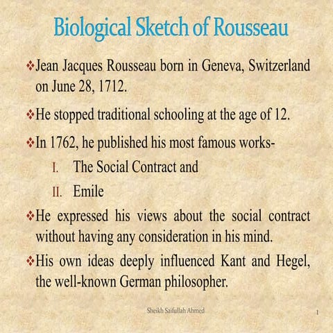 Rousseau's Theory of Social Contract | PPTX