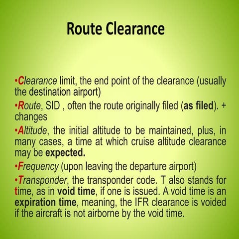 Route Clearances: CRAFT Clearance Route Altitude frequency Transponder ...
