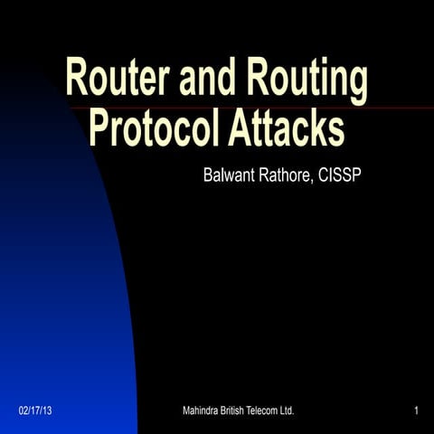 Router And Routing Protocol Attacks Ppt