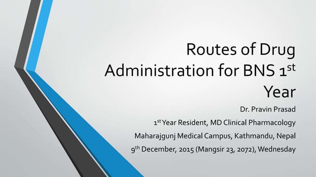 Routes of drug administration | PPTX