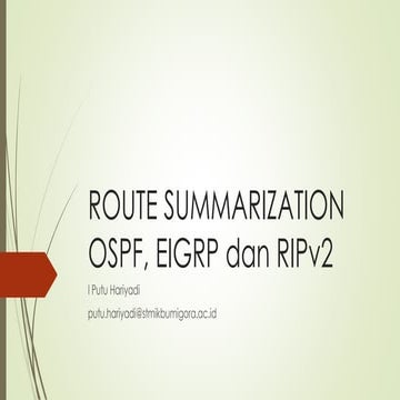 Route Summarization Di Ospf Eigrp Dan Ripv2 Ppt