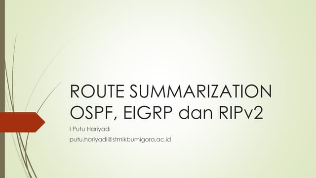 Route Summarization Di Ospf Eigrp Dan Ripv2 Ppt