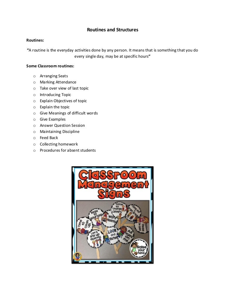 What Are Classroom Routines And Structures at Joi Williams blog