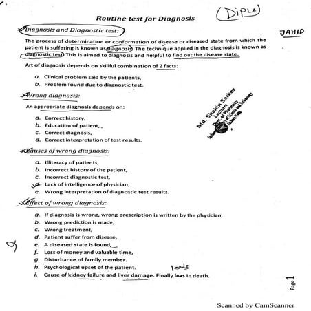 Routine test for diagnosis | PDF