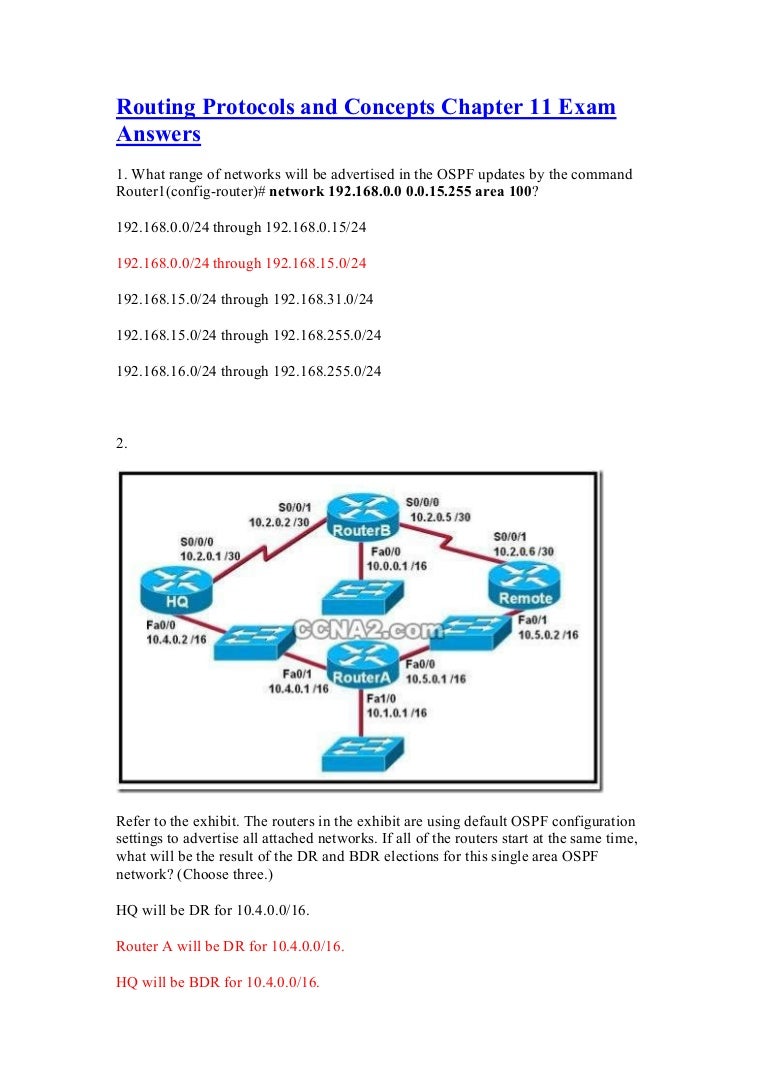 Routing Protocols And Concepts Chapter 11 Exam Answers 