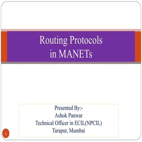 Routing Protocols in MANET's by Ashok Panwar | PPT