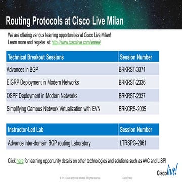 Routing Protocols at Cisco Live Milan | PDF