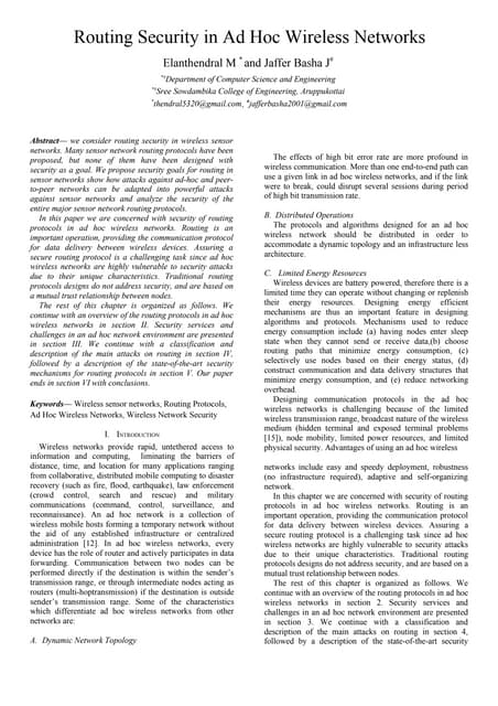 Routing Security In Ad Hoc Wireless Network Pdf