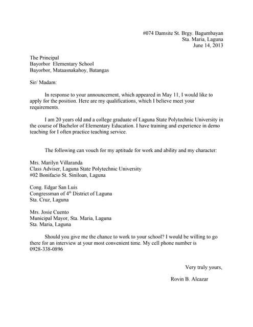 Teachers Application Letter | PDF