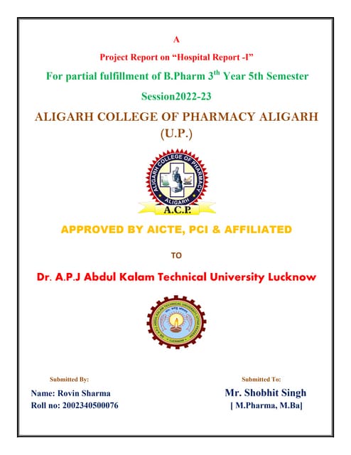 Hospital training report by Harish Sharma | DOCX