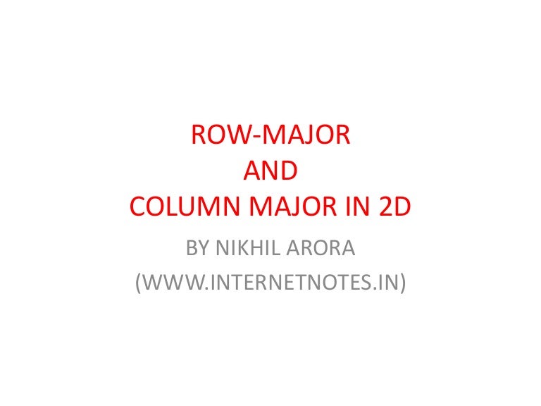 Row Major And Column Major In 2 D